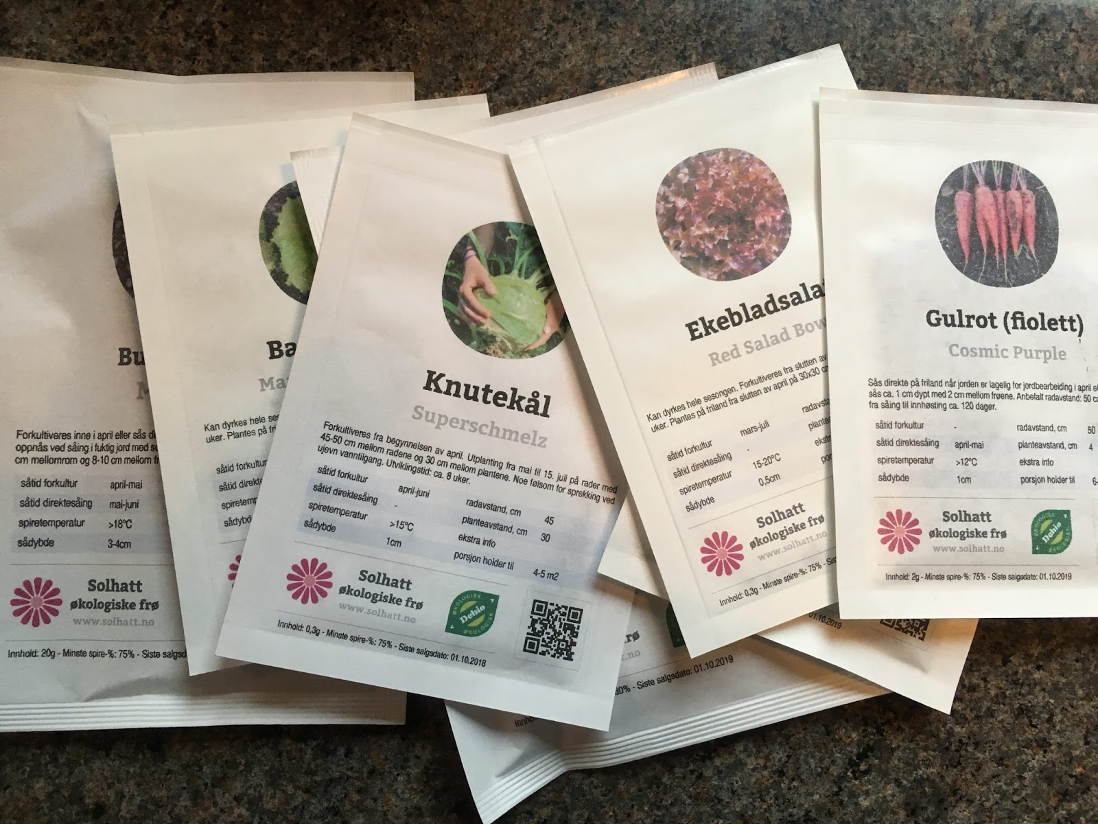 Solhatt økologiske frø - grønnsaksfrø har kommet i posten, juhu ...